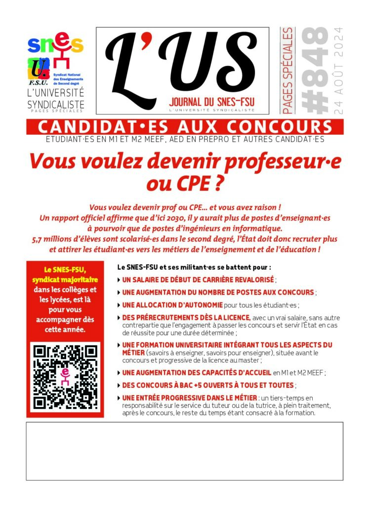 SNES-FSU Syndicat National des Enseignements de Second degré