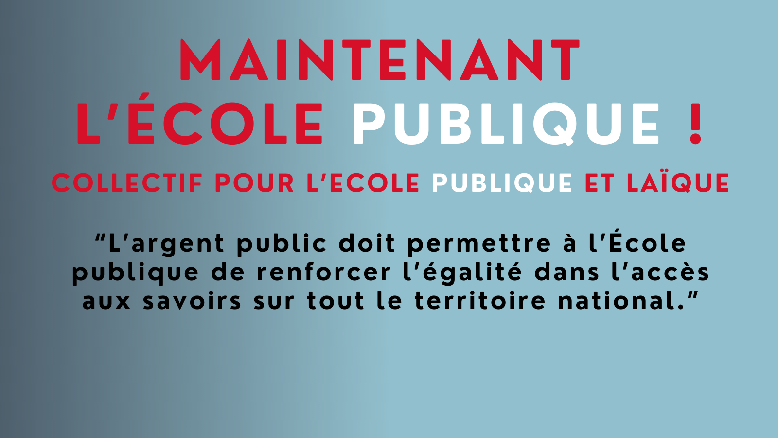 Maintenant l’école publique ! - SNES - Syndicat National des ...